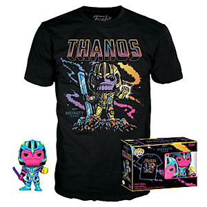 Funko Pop! & Tee: Marvel - Thanos - (BKLT) - Extra Large - (XL) - Marvel Comics - T-Shirt - Clothes with Collectable Vinyl Figure - Gift Idea - Toys and Short Sleeve Top for Adults Unisex Men