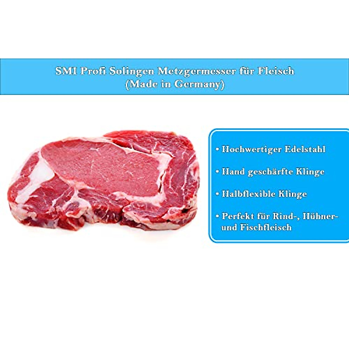 SMI – 7 inch Solingen Butcher Knife For Meat Cutting Professional Chef Knife Meat Knife Sharp Kitchen Knives Solingen Knife - Made In Germany