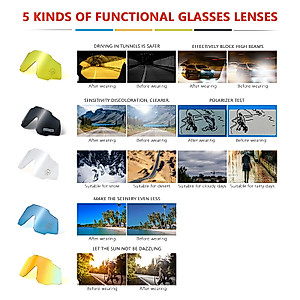 SAVADECK Polarized Cycling Sunglasses with 5 Interchangeable Lenses, Mens Womens Running Baseball Golf Driving Glasses