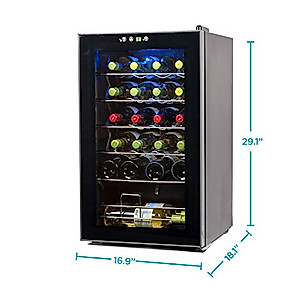 BLACK+DECKER Wine Cooler Refrigerator, Compressor Cooling 24 Bottle Wine Fridge with Blue Light & LED Display, Freestanding Wine Cooler, BD61526