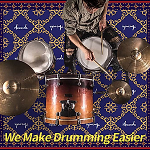 Aucuda Drum Rug 6x6.6 ft Drum Mat Outdoor, Tightly Woven Fabric Cool Drum Set Carpet with Non-Slip Grip Bottom, Electric Drum Accessories for Bedroom, Studio, Apartment, Soundproof, Starry Blue.