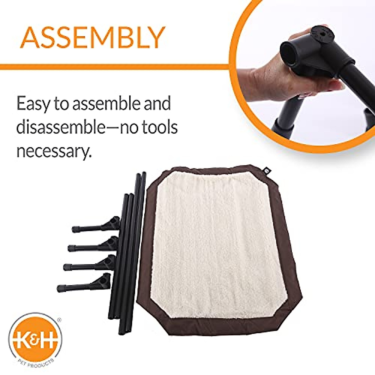 K&H Pet Products Self-Warming Pet Cot Cover Replacement (Cot Sold Separately) - Chocolate/Fleece, Large 30 X 42 Inches