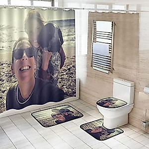 JSTEL Custom Bathroom Sets with Shower Curtain and Rugs,Custom Bathroom Rugs Sets 4 Piece Non Slip Bath Mat Sets with Shower Curtain