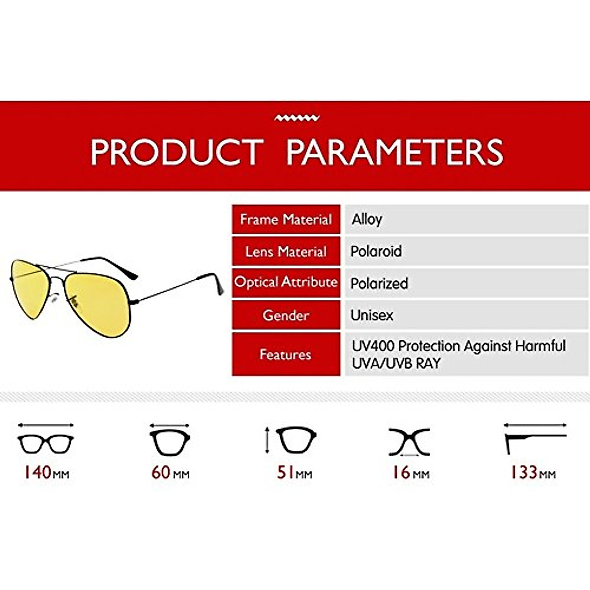 Runspeed Night Driving Glasses Anti Glare Polarized Aviator Sunglasses for Men Women Rainy Safe HD Night View Vision Goggles with Yellow UV400 TAC Lenses for Sports Outdoor Activities (Black025)