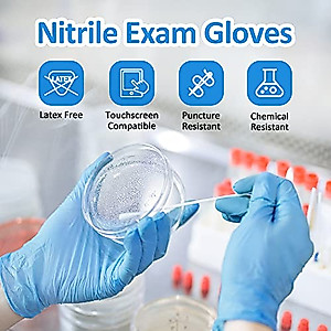 SwiftGrip Disposable Nitrile Exam Gloves, 3-mil, Blue, Nitrile Gloves Disposable Latex Free, Medical Gloves, Cleaning Gloves, Food-Safe Rubber Gloves, Powder Free, Non-Sterile, 100-ct Box (Medium)