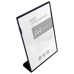 DYZD Plastic Sign Display Holder 6.88"×9.74" Slant-Back Sign Holder L Shape Ad Frames Photo Frame Pack of 2(Style 1,Balck)