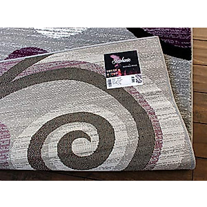 Masada Rugs, Stephanie Collection Area Rug Modern Contemporary Design 1100 Grey White Black Purple (8 Feet X 10 Feet)