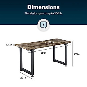 Vari Table 60x24 - Computer Desk with Durable Finish & Built-In Cable Management Tray - Modern Computer Furniture Table for Work or Home Office - Stand-Alone Workstation or Side Table (Reclaimed Wood)