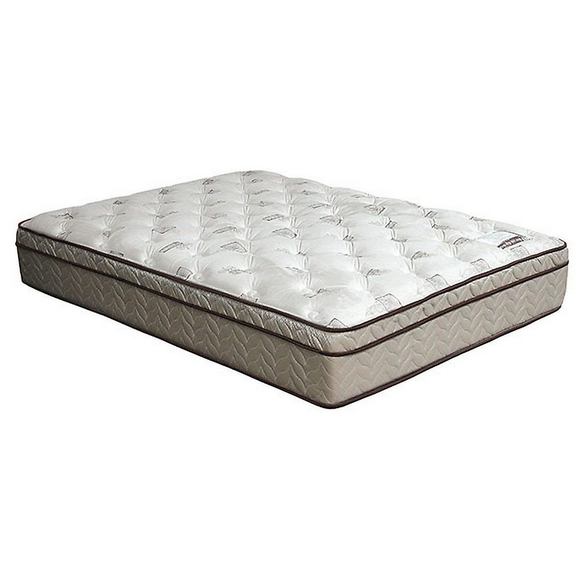 Benjara Yuk 7 Inch Queen Size Foundation Box Spring, Edge Support, Quilted Suede, White and Brown