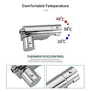 MINJING Bidets Faucet, Wall Mount Thermostatic Bidet Faucet, Brass Bidet Toilet Faucet, Hot and Cold Water Hygienic Shower, Warm Water Faucet Sprayer Kit, Chrome