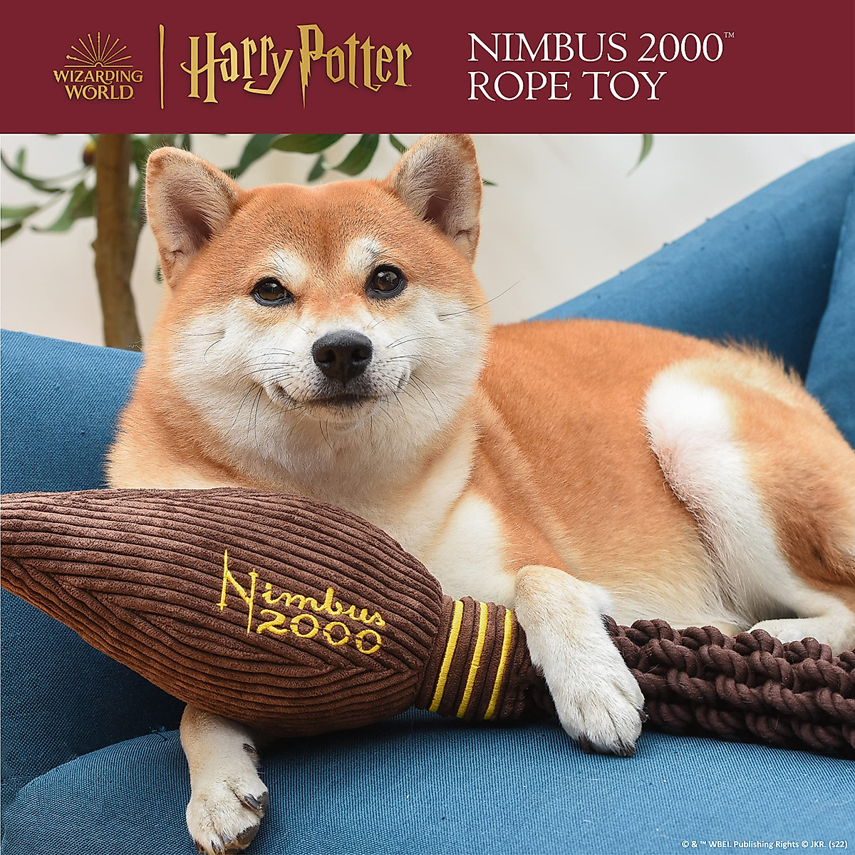 Harry Potter Nimbus 2000 Rope Pet Toy | Rope Tug Toy for Dogs Nimbus 2000 | Nimbus 2000 Dog Toy for Tugging with Crinkle and Squeaker | Rope Dog Toy for Pets