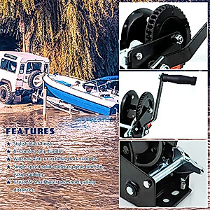 JAVIKA 1400 LBS Hand Crank Winch Boat Trailer Winch Drill Winch Trailer Winch Come Along Winch Heavy Duty Boat Lift Wheel Kit Single Speed Mini Winch Manual Boat Anchor Winch (051042), Made in Taiwan