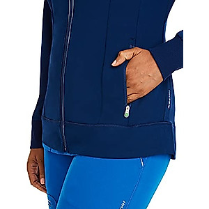 Healing Hands Womens Scrub Jacket 2 Pocket HH360 5067 Carly Zip Up Stylish Women Jacket Navy L