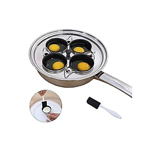 Egg Poacher Pan - Stainless Steel Poached Egg Cooker – Perfect Poached Egg Maker – Induction Cooktop Egg Poachers Cookware Set with 4 Nonstick Large PFOA FREE Egg Poacher Cups and Silicone Spatula