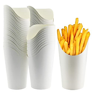 Green Direct White 16 oz. French Fry Cups Disposable Paper Cup | Charcuterie Cups Disposable French Fry Holder | Paper Cups French Fries Holder Pack Of 50 Appetizer Cups
