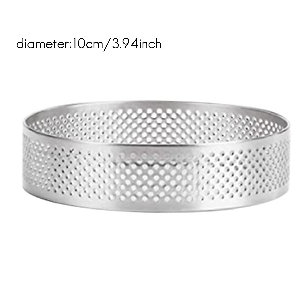 Nebel 8Pcs Stainless Steel Tart Ring, Heat-Resistant Perforated Cake Mousse Ring Round Double Rolled Tart Ring Metal Mold 10cm