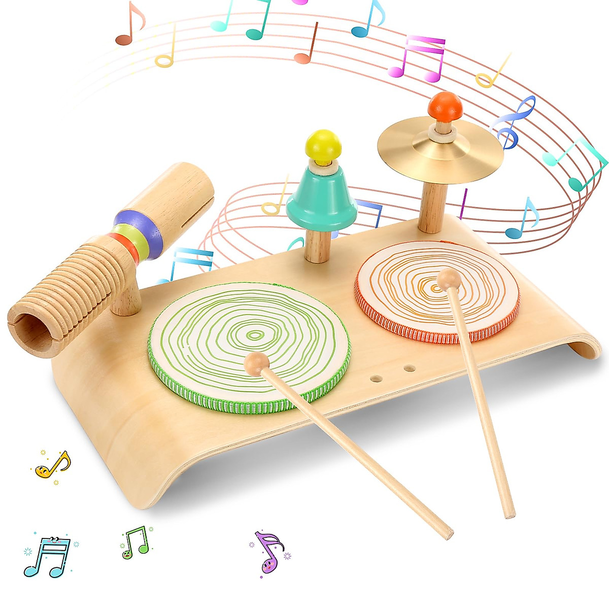 OATHX Kids Piano Keyboard, 8-in-1 Wooden Xylophone Drum Set, Musical Instrument Toys for Toddlers, Boys & Girls, Percussion and Piano Birthday Gifts for Children Ages 3+