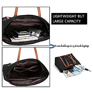 VOGUZY Laptop Tote Bag 15.6 Inch, Large Work Tote Bag Computer Shoulder Bag for Women, Laptop Carrying Case Gift for Office College Travel, Brown