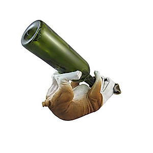 World of Wonders English Bulldog Wine Bottle Holder | Kitchen Counter Bottle Display Stand | Gift for Dog Lovers | Home Decor Bulldog Figurine Statue - 11"