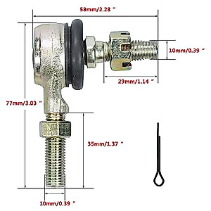 HOLATO 10-10mm Left Right Tie Rod Ball Joint for 50cc 70cc 90cc 110cc 125cc Tao Tao ATK 125 Coolster Baja Kazuma Roketa 4 Wheeler ATV Quad Go Cart Kart Pit Dirt Bike Moped Scooter Part
