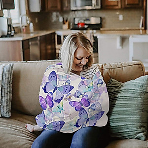 Butterflies Baby Car Seat Cover, Multi-Use Nursing Cover for Boys, Girls, Infants, Snug Warm Stroller Covers for Babies, Watercolors Butterfly Modern Art