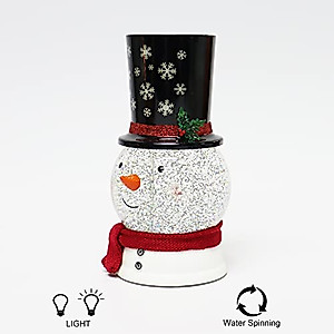 Christmas Tabletop Decor, Snow Globe Water Spinning LED Lighted Snowman, Battery Operated (not Included) (9.4" H x 5.5" W x 4.8" D) by Moments in Time