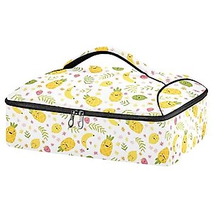 Kcldeci Insulated Thermal Food Carrier Insulated Casserole Carrier for Hot or Cold Food,Pineapple Lemon Strawberry Insulated Tote Bag for Potluck Cookouts Parties Picnic,Lasagna Lugger