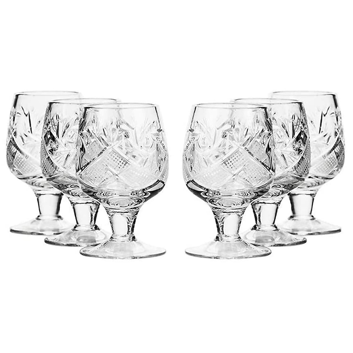 World Gifts Elegant and Modern Russian Cut Crystal Drinking Glass for Home, Parties, and Events - 1oz, Sherry Shot Glass, 35ml, Set of 6