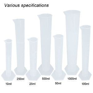 ADAMAS-BETA 10ml Plastic Graduated Cylinder Set Polypropylene Measuring Cylinder Hexagonal Base Lab Cylinders(Pack of 6)