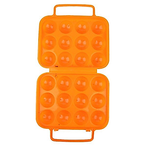 Plastic Egg Storage Box With Buckle Double Side Plastic Egg Tray Storage Box for Refrigerator and Cabinet Eggs Container with Handle and Lid for Protecting 12 Eggs 7.96.72.8Inch(Orange)