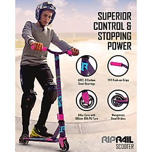 Riprail Matte Stunt Scooter for Skatepark. Pro Scooter for Kids 43" Inches and Up. Unisex Trick Scooter for All Skill Levels. Performance BMX Scooter for Beginner or Professional - Purple Haze