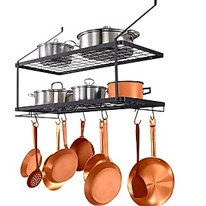VEVOR Pot Rack Wall Mounted, 30 inch Pot and Pan Hanging Rack, Pot and Pan Hanger with 12 S Hooks, 55 lbs Loading Weight, Ideal for Pans, Utensils, Cookware in Kitchen