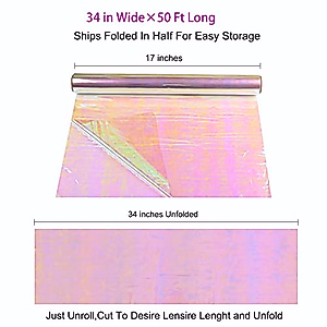 Giiffu Iridescent Film Cellophane Wrap Roll I 34 In Wide X 50 Ft Long I for Gift Baskets Flower Wrapping Paper Holographic Cellophane Easter Wrap Roll for Easter Gift Floral Bouquet Wrapping