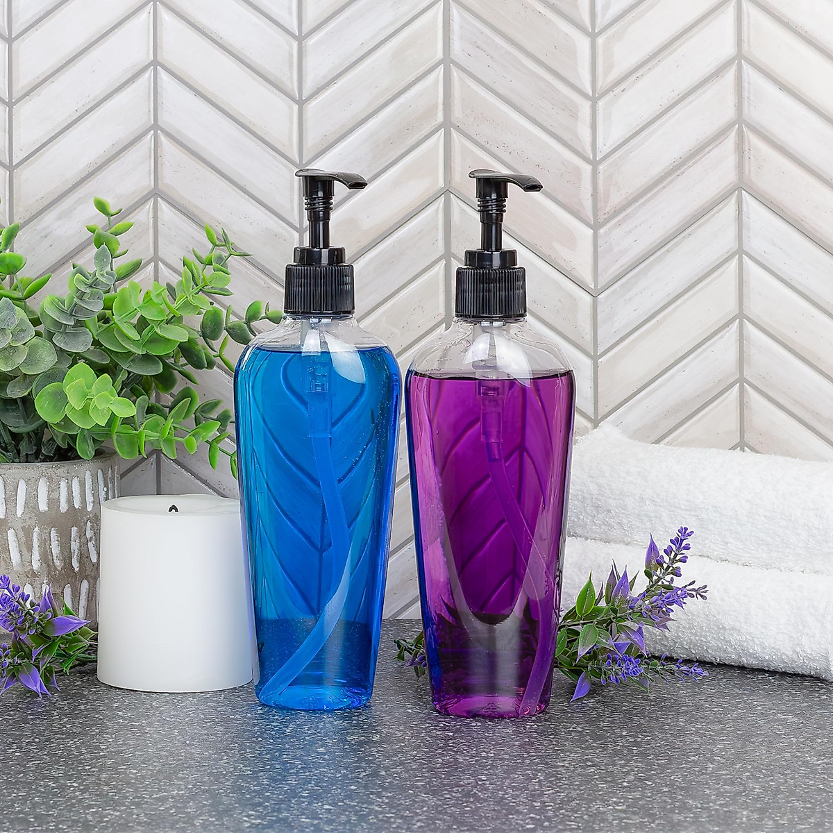 Cornucopia 8-Ounce Clear Oval-Shaped Plastic Lotion Bottles w/Pump Dispensers (8-Pack); Empty Containers for Lotion, Liquid Soap, Baby Care, Hand Care