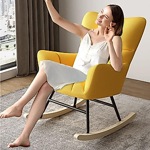 MEHWSUR Rocking Nursing Chairs Recliner Relax Rocker with Stool,Mid Century Teddy Rocking Chair Armchair Reading Chair Padded Seat Leisure Relax Chair for Living Room (Color : Green)