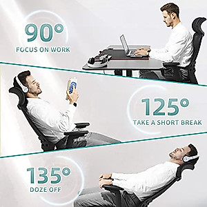 FANMEN Home Office Desk Chair, Ergonomic Mesh Executive Office Chair with 3 Position Tilt Function, Comfortable High Back Black Computer Chair with 3D Adjustable Armrest & Lumbar Support