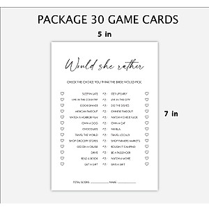 stizak Minimalism Bridal Shower Games, Would She Rather Games, 5 x 7 Inches, Wedding Shower Games, Bridal Shower, Bridal Shower Game Cards (xcbbs08)
