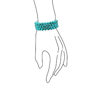 Bling Jewelry Simple Plain Set Of 3 Stabilized Turquoise 8MM Ball Bead Stones Stackable Strands Stretch Bracelet For Women For Teen