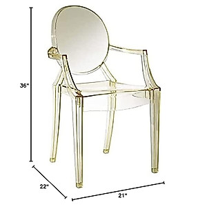 Modway Casper Modern Acrylic Stacking, Two Dining Armchairs, Yellow