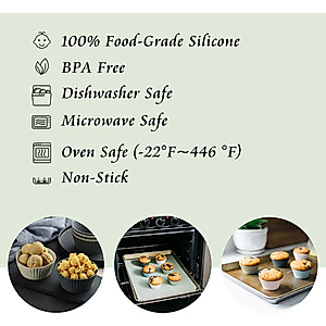 Jisiloe Silicone Baking Cups Cupcake Liners, Pack of 12 Reusable Non-Stick Muffin Liners For Baking Cupcake Holder Mold (Dark Green)