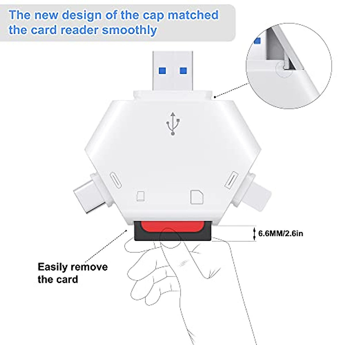SD Card Reader for iPhone, Triangle Memory Card Reader for iPhone 15/iPad/Android/Mac/PC/Laptop Trail Game Camera Viewer Supports SD/Tf Card Micro SD Card Adapter for MacBook Pro/Air No App Required