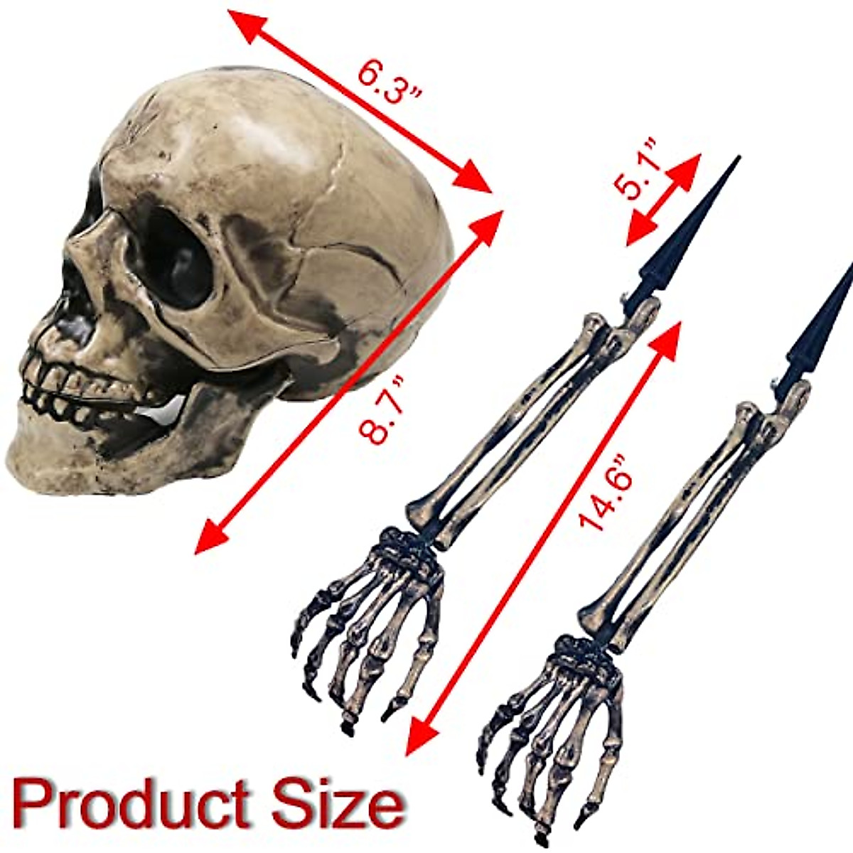 Sunnyglade Realistic Skeleton Stakes Halloween Decoration Scary Ground Breaker Skull and Skeleton for Outdoor Yard Lawn Stake Garden Graveyard Decoration