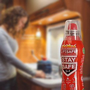 StaySafe 5-in-1 Fire Extinguisher | For Home, Kitchen, Car, Garage, Boat | The best small extinguisher that tackles 5 types of fire in seconds