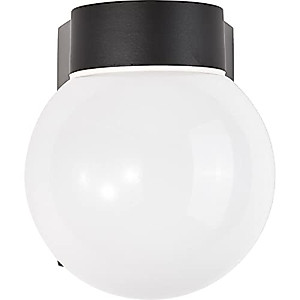 Nuvo Lighting SF77/140 Utility Fixture Die Cast Aluminum Durable Outdoor Wall Mount Porch and Patio Light with White Glass Globe, Black