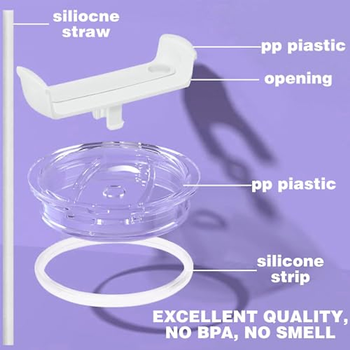 Stanley Cup Lids, 9 Pack Stanley Replacement Lid Accessories for Stanley Tumbler Cup 40 oz 2.0 and Other Tumbler 40 oz, Including Straw Cover Cap, Replacement Straws And Lid Spill Plug (Orchid)