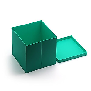 AVUX 9x9x9 inches Gift Box with Lids and Ribbon- A Rigid Cardboard Green Colored Collapsible and Reusable Gift Box for Birthday, Christmas, and Weddings for Men and women