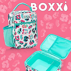 Swig Life Boxxi Lunch Box, Insulated Lunch Box for Women with Water Bottle Holder Side Pocket, Adjustable Meal Divider, Front Zipper Pocket, and Top Buckle Handle in Party Animal Print