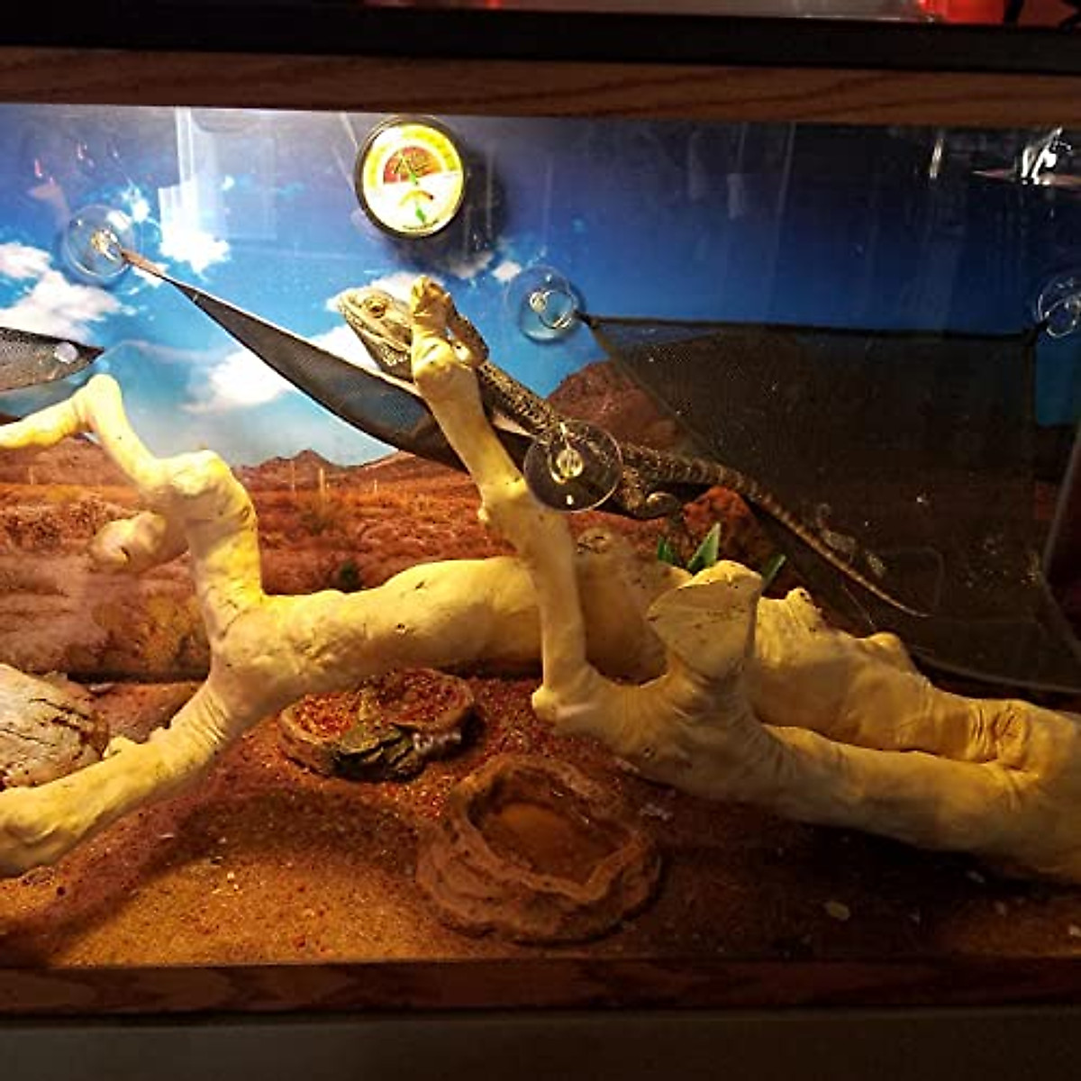 kathson Bearded Dragon Hammock Lounger Reptile Breathable Mesh Hammocks Hanging Vines Plants Tank Accessories Habitat Decor for Lizard Gecko Snake Chameleon Iguana Amphibians(3 PCS)