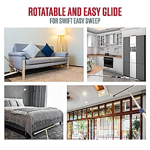 Candor Rotatable Push Broom | 63 Inch Long Lightweight Flexible Cleaning Brush Swiftly Glides Under Beds, Tables, Sofas, Ovens | Also Includes A Handy Brush to Clean The Broom | 18 Inch Head