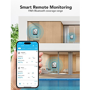 GoveeLife Hygrometer Thermometer H5104 2Pack, Bluetooth Room Temperature Monitor with APP Alert and 2 Years Date Storage Export, Remote LCD Digital Hygrometer Indoor Humidity Meter, Greenhouse